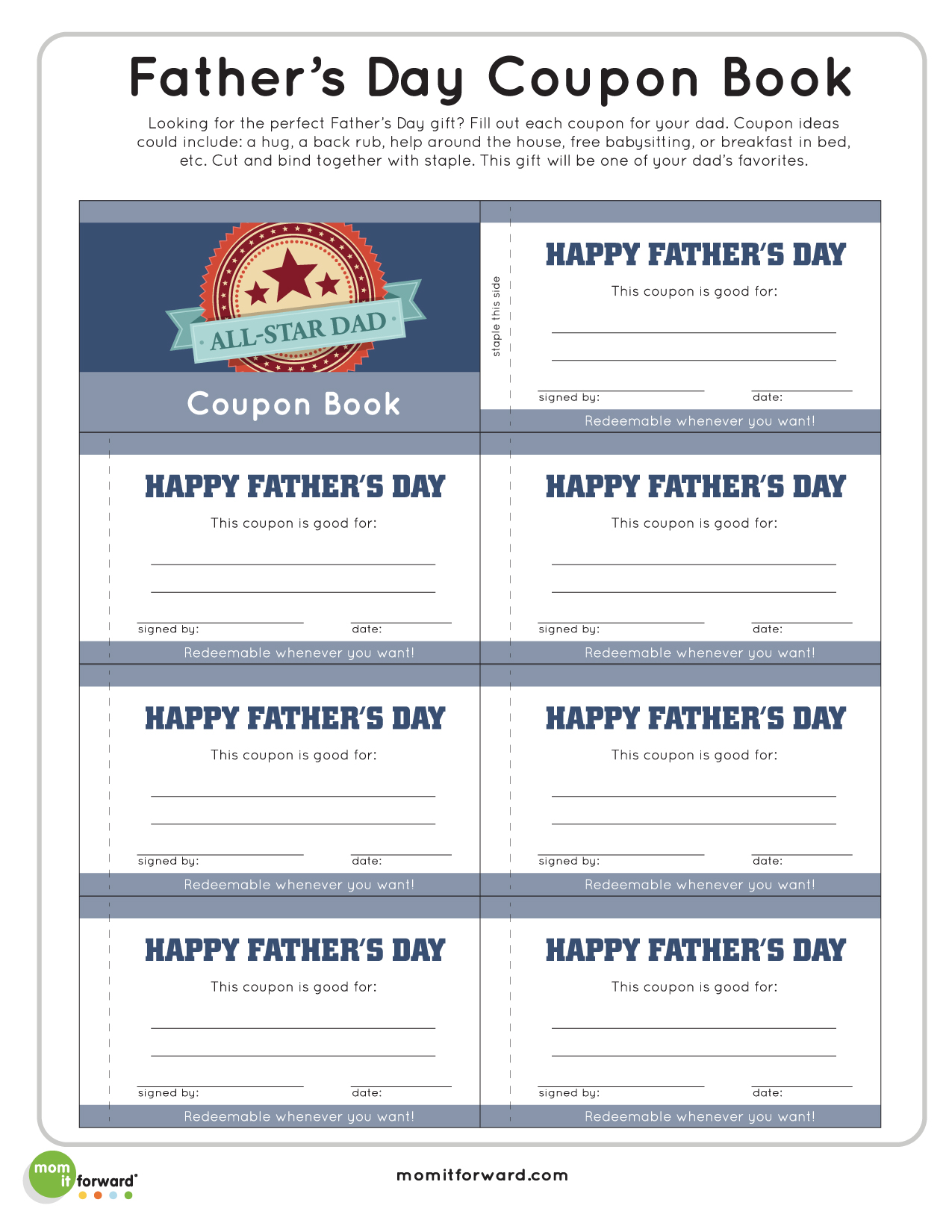 Father s Day Coupon Book PrintableMom It Forward